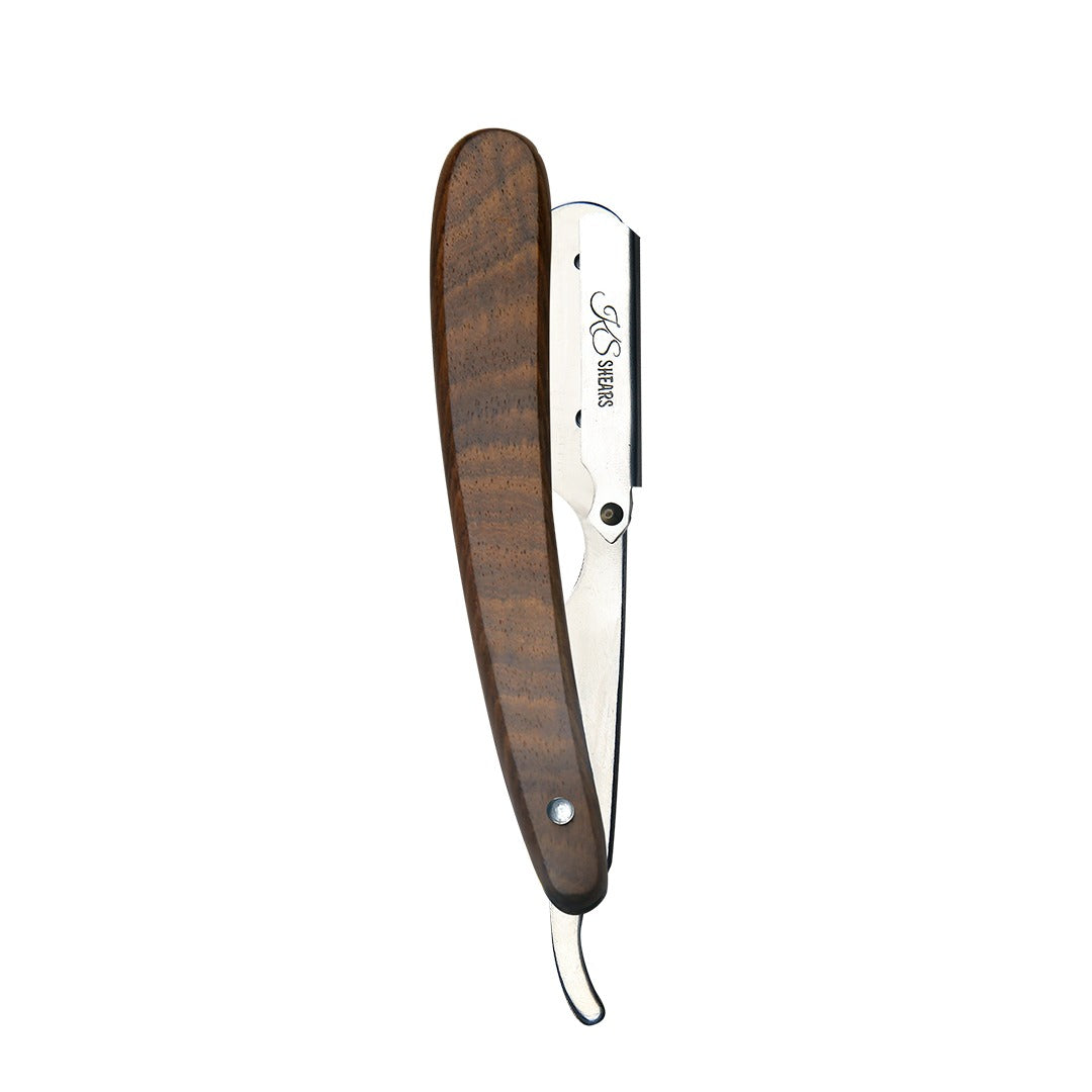 Professional Straight Edge Razor - Wooden Handle - Stainless Steel - B ...